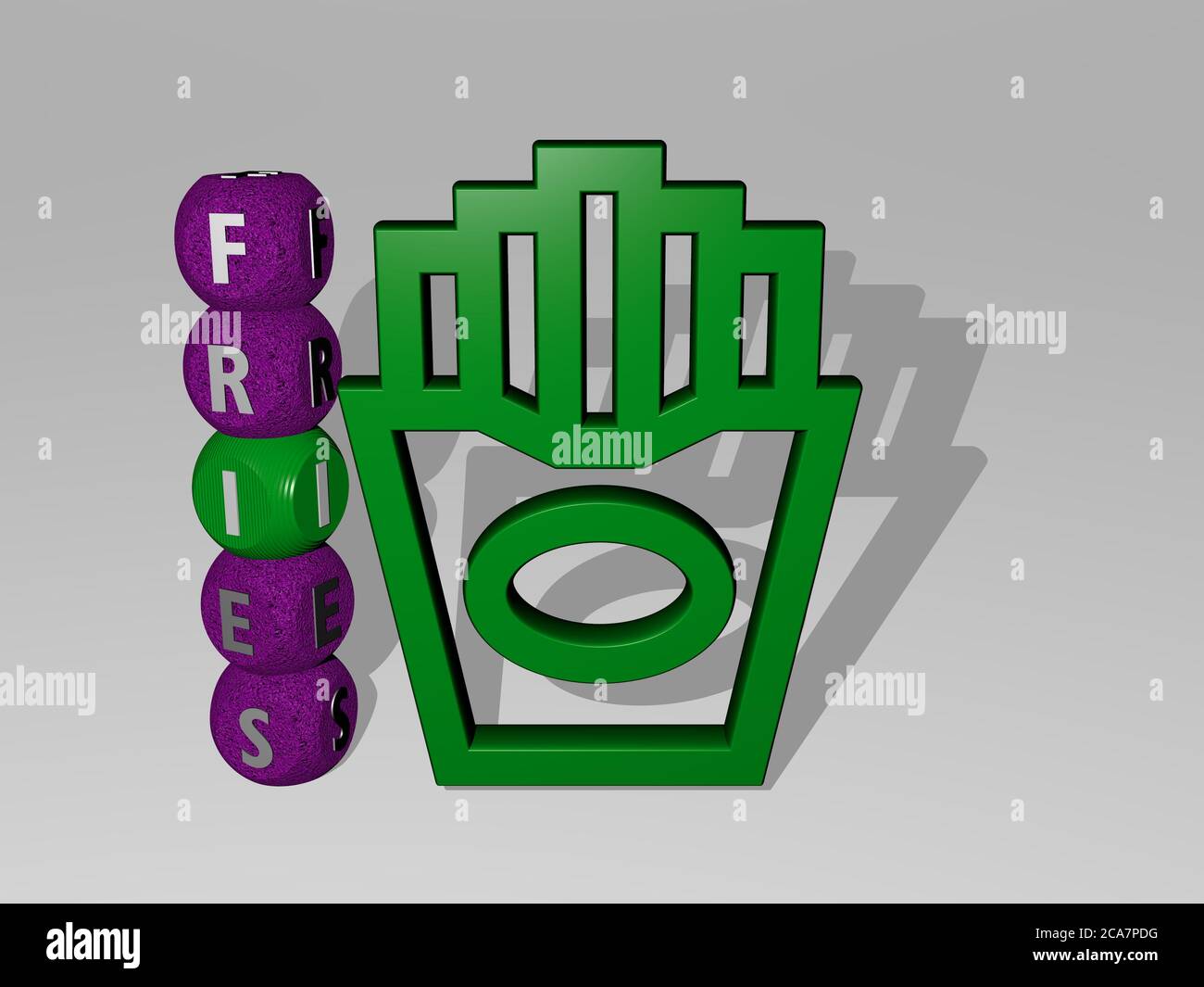 3D graphical image of FRIES vertically along with text built around the ...