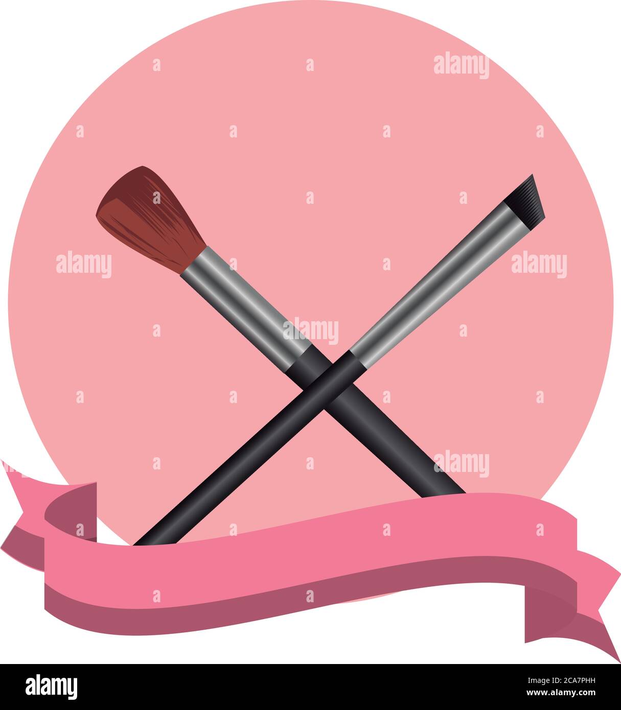 make up brushes crossed elements icons vector illustration design Stock ...