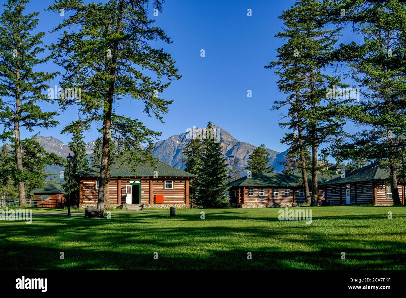 Heritage log cabins, Fairmont Jasper Park Lodge, Jasper National Park ...