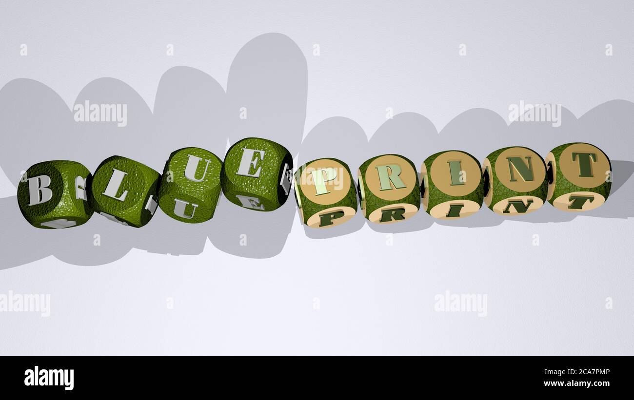 blueprint combined by dice letters and color crossing for the related ...