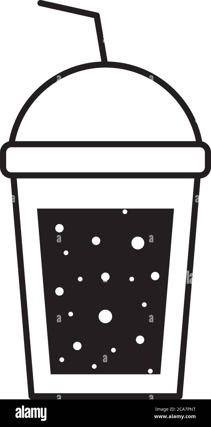 mug drink with straw and cover silhouette style icon design, Beverage ...