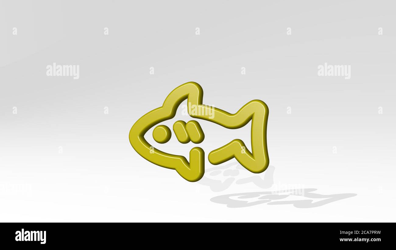 SHARK stand with shadow. 3D illustration of metallic sculpture over a ...