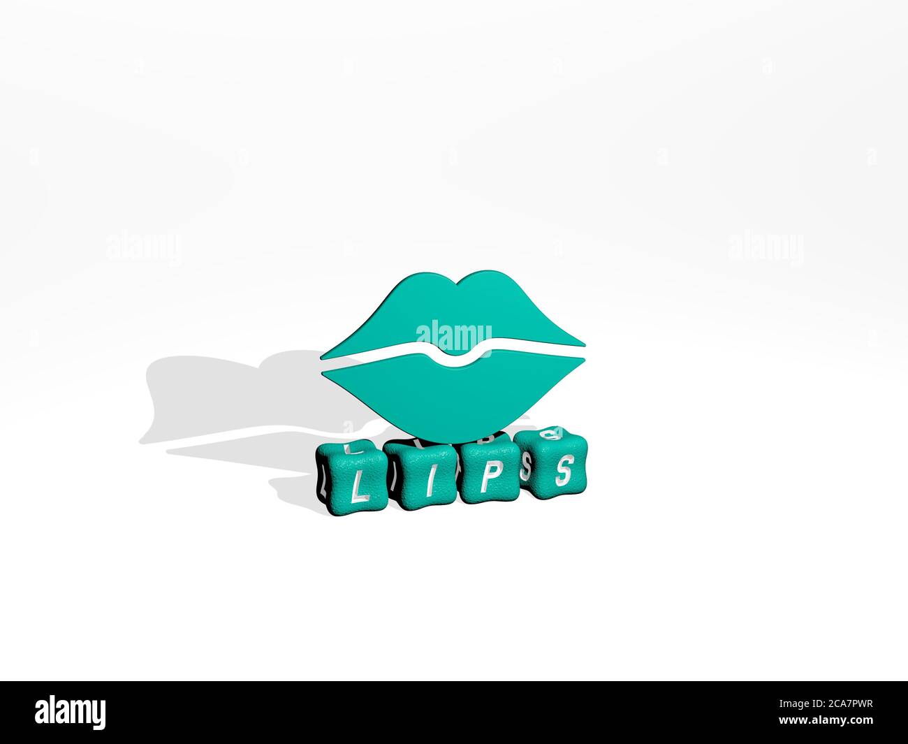 3D illustration of LIPS graphics and text made by metallic dice letters ...