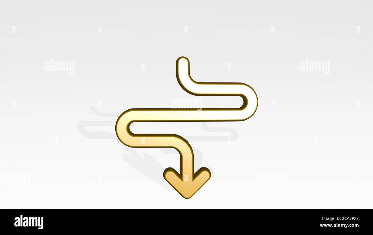 DIAGRAM SNAKE ARROW from a perspective with the shadow. A thick ...