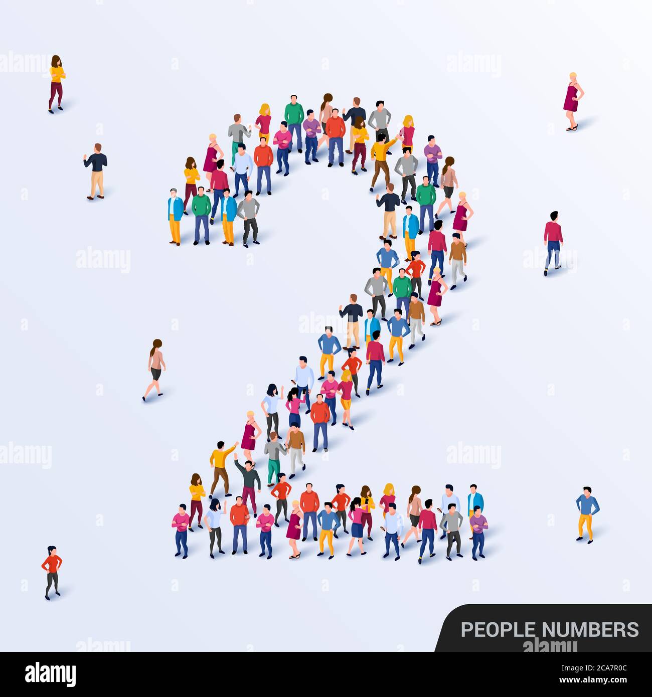 Large group of people in number 2 two form. Vector illustration Stock ...