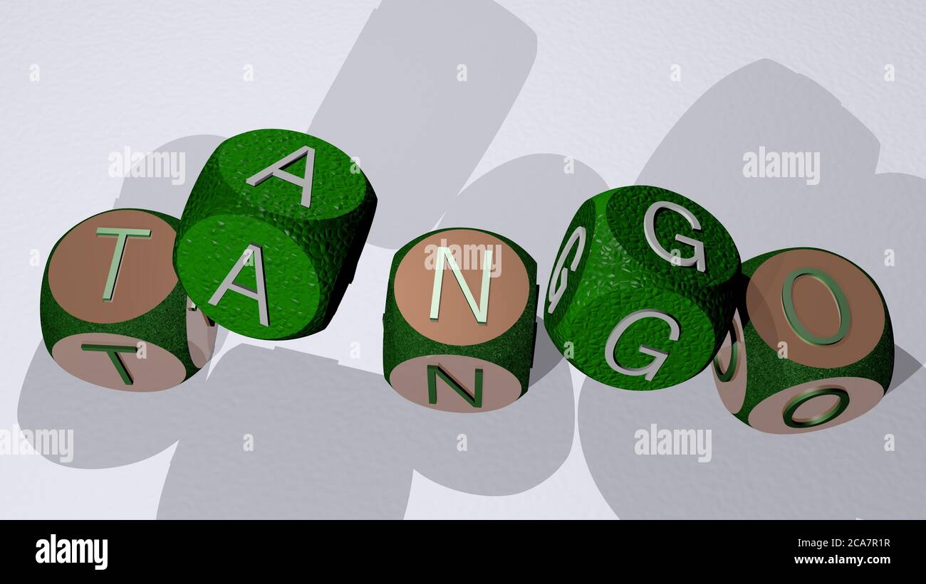 combination of TANGO built by cubic letters from the top perspective ...