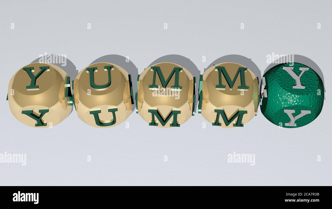 yummy combined by dice letters and color crossing for the related ...