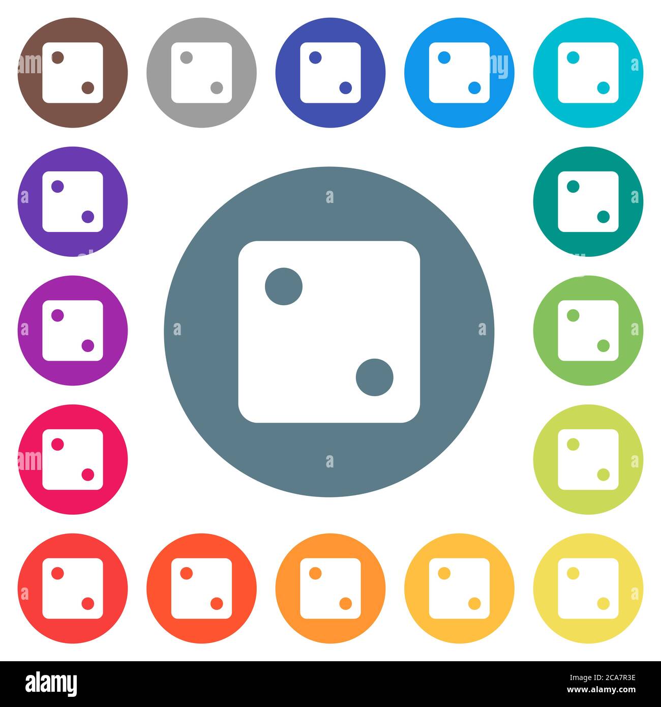 Dice two flat white icons on round color backgrounds. 17 background ...