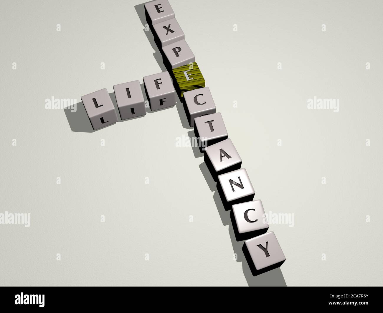 crosswords of life expectancy arranged by cubic letters on a mirror ...