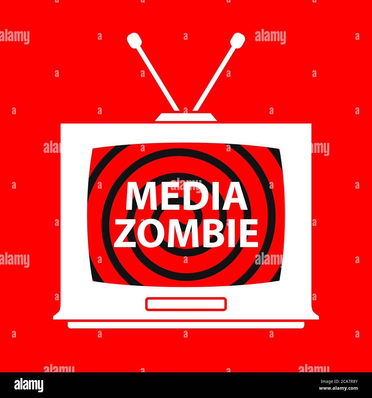 hypnosis on an old TV. bad propaganda. flat vector illustration Stock ...