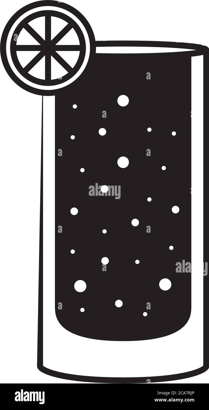highball cocktail glass cup with lemon silhouette style icon design, Alcohol drink bar and ...