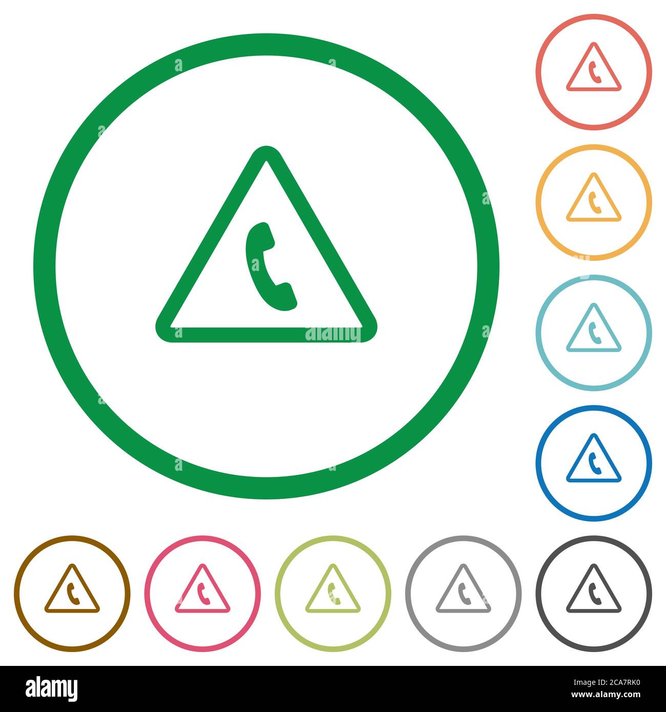 Emergency call flat color icons in round outlines on white background ...