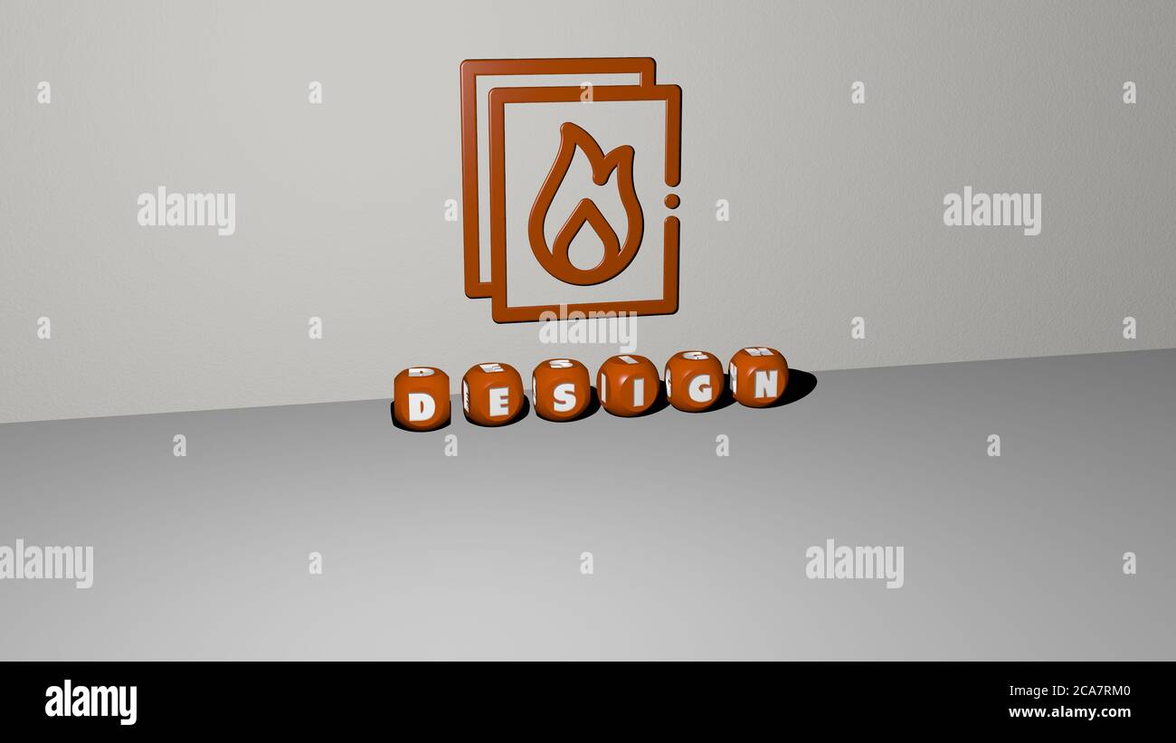 3D graphical image of design vertically along with text built by ...