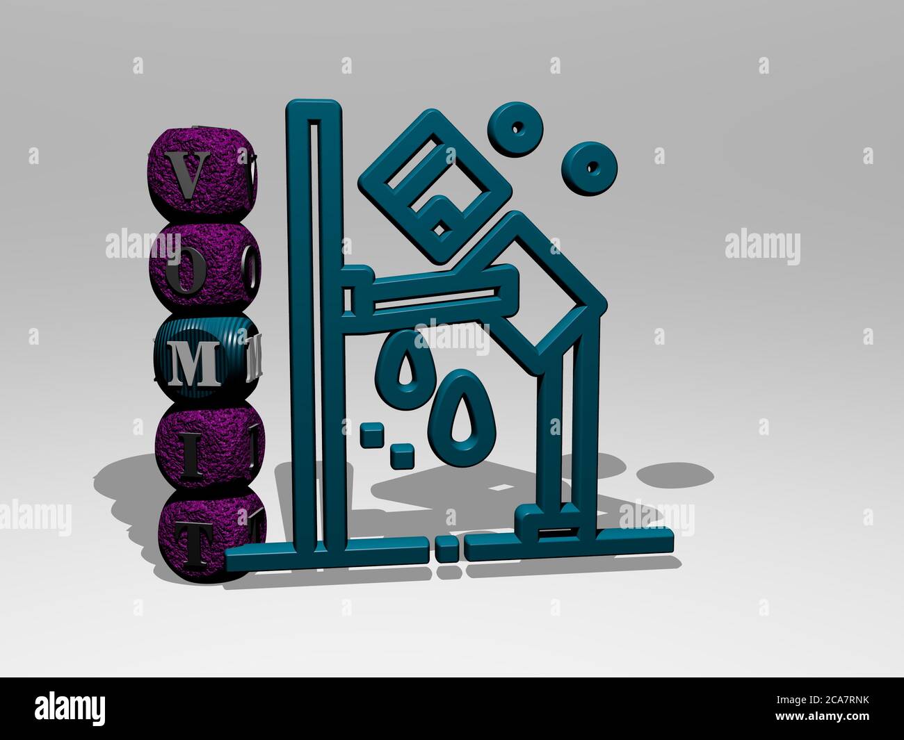 3D representation of VOMIT with icon on the wall and text arranged by ...