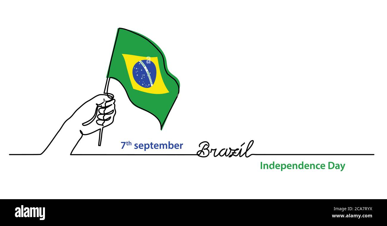 Brazil independence day simple web banner, background with flag and ...