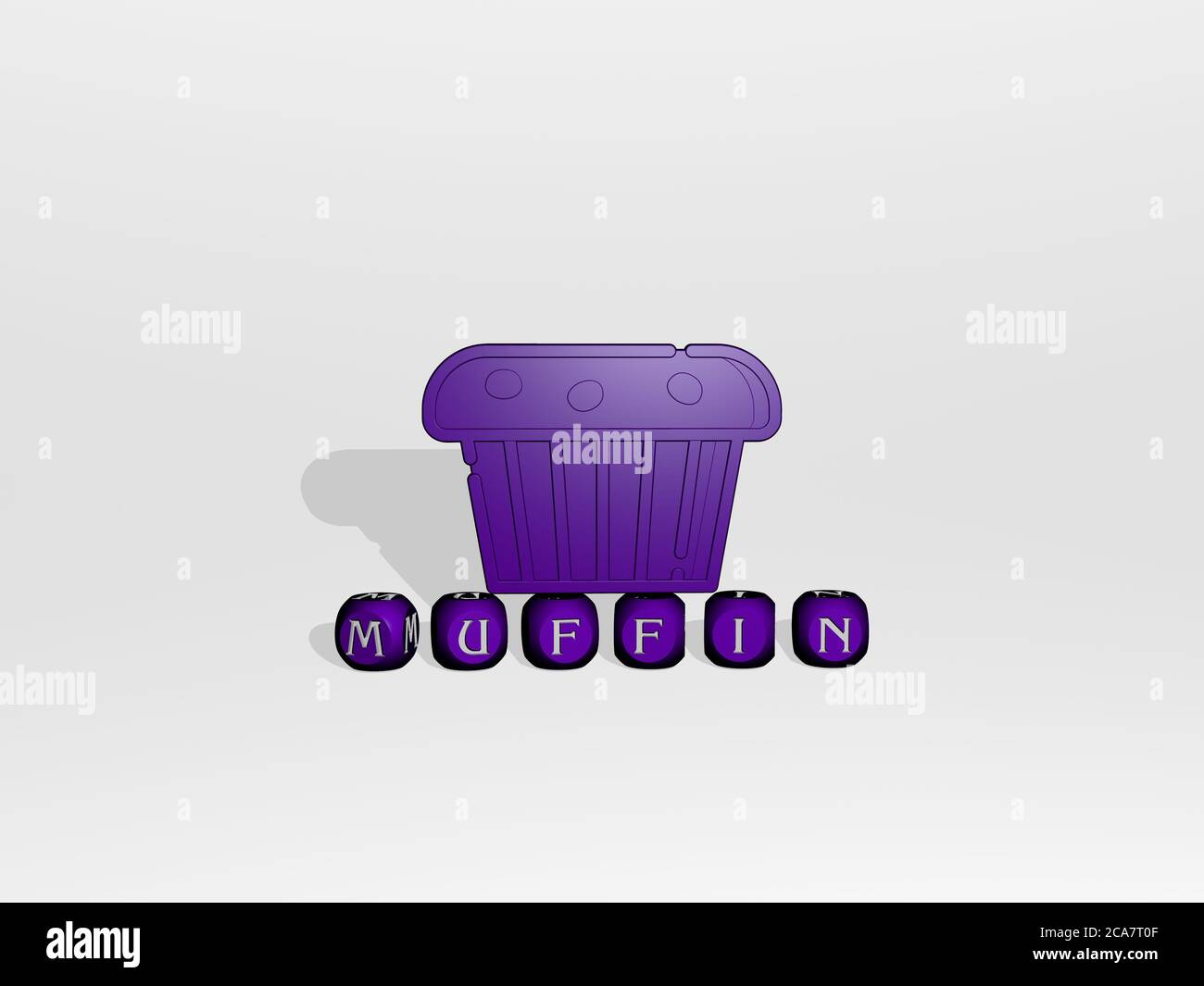 3D illustration of MUFFIN graphics and text made by metallic dice ...