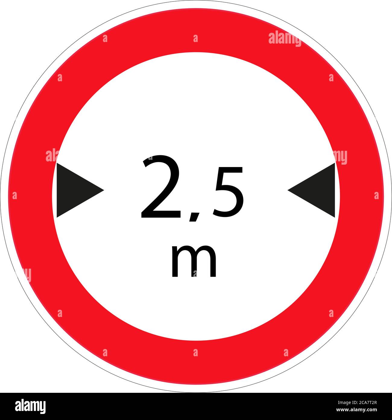 Traffic sign. Width limit 2.5 metre. Vector illustration. Red circle ...