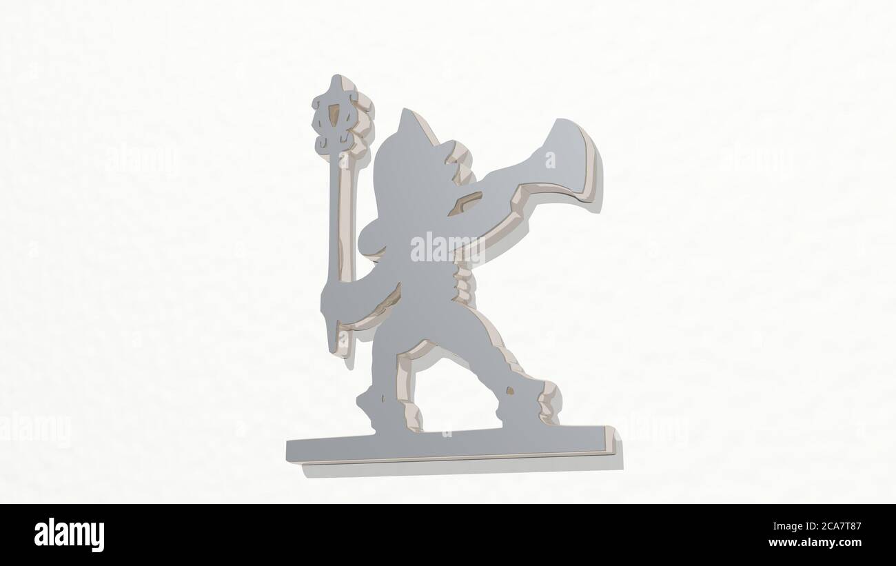 FIREMAN BLOWING HORN made by 3D illustration of a shiny metallic ...