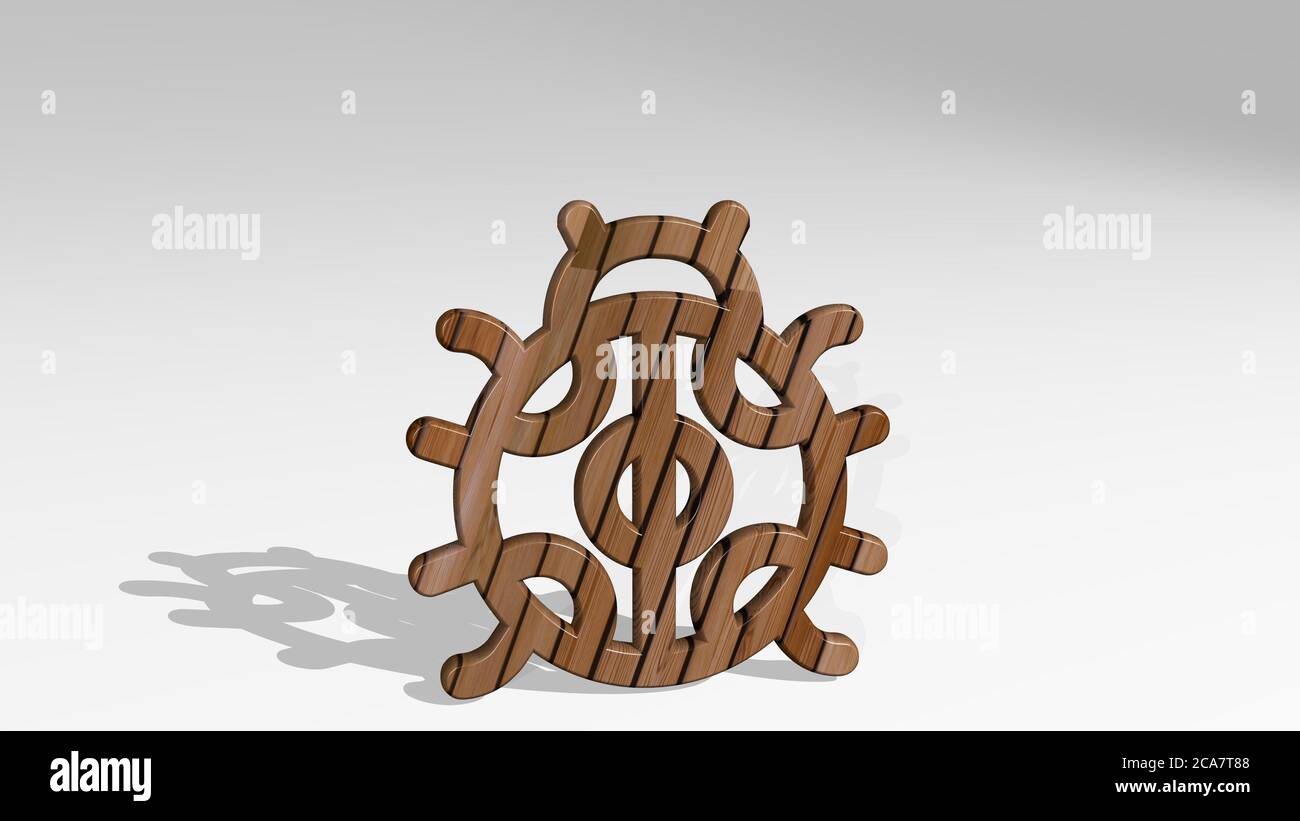 FLYING INSECT LADYBUG made by 3D illustration of a shiny metallic ...