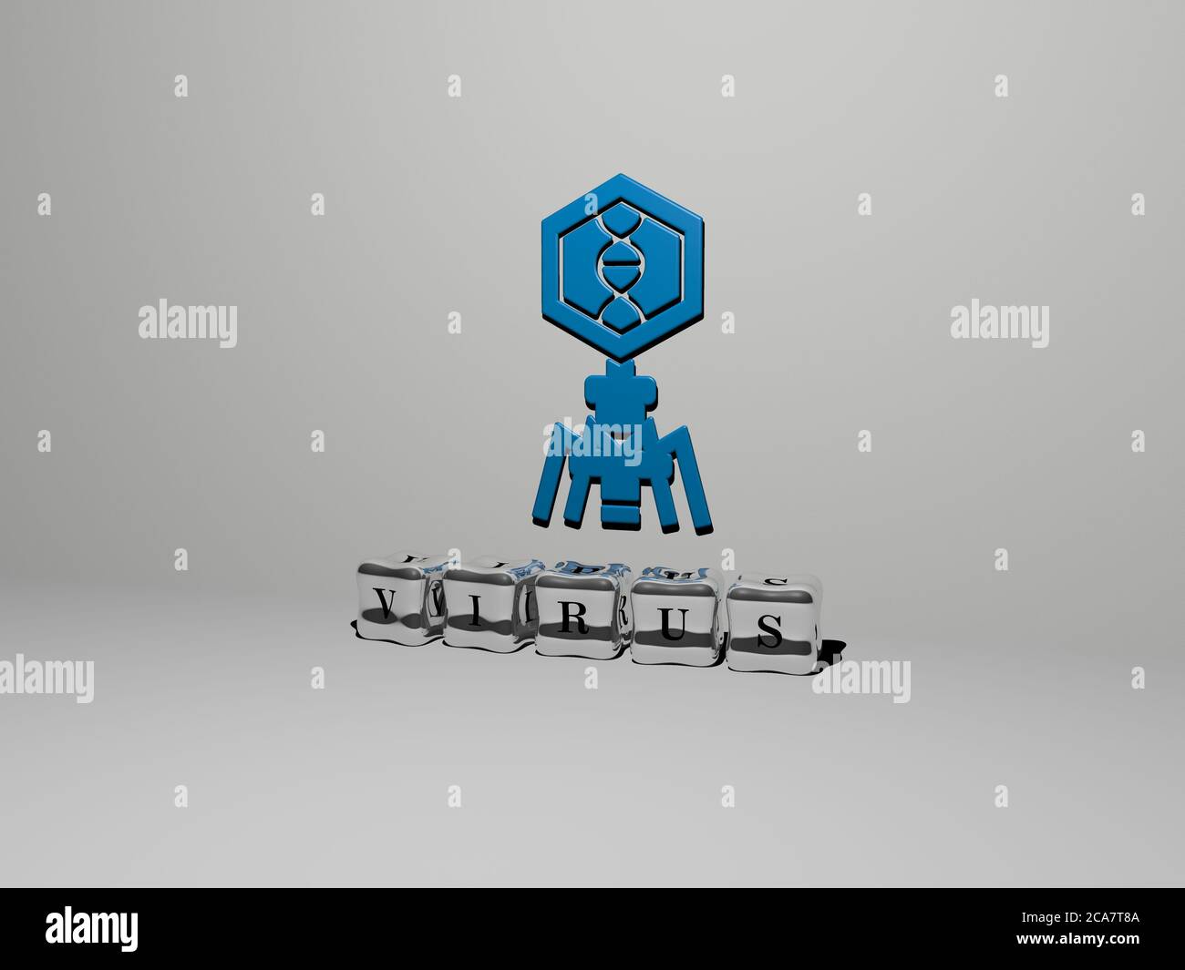 3D graphical image of virus vertically along with text built by ...