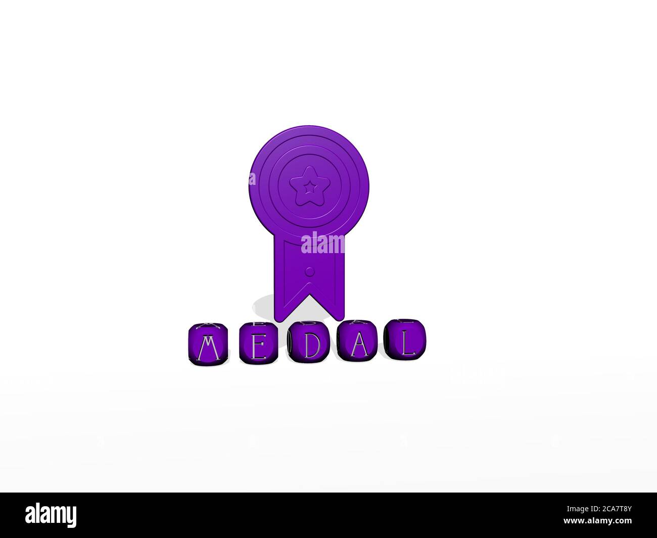 3D illustration of medal graphics and text made by metallic dice ...