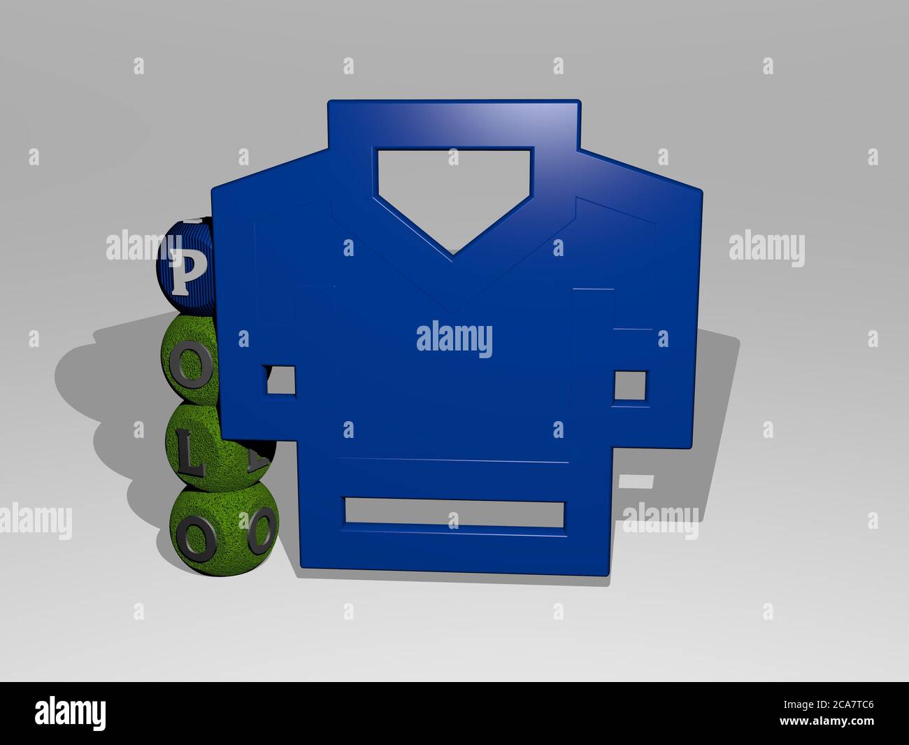 3D representation of POLO with icon on the wall and text arranged by ...