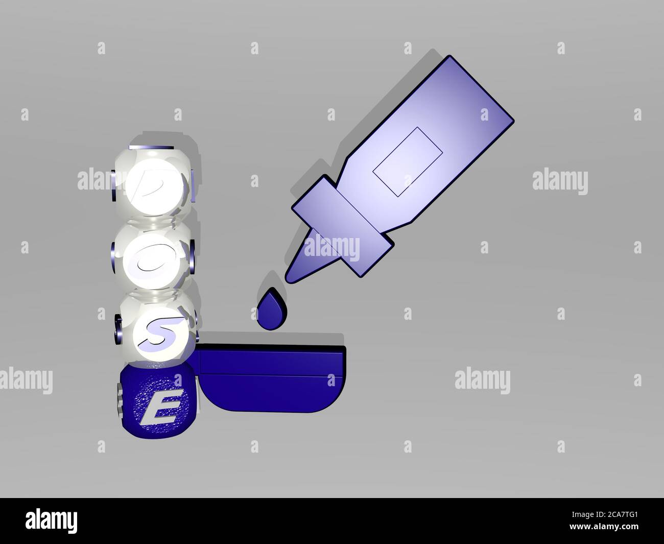 3D graphical image of dose vertically along with text built around the ...