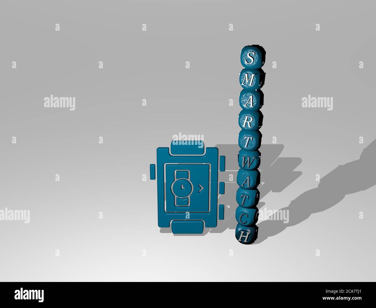 3D illustration of smartwatch graphics and text around the icon made by ...