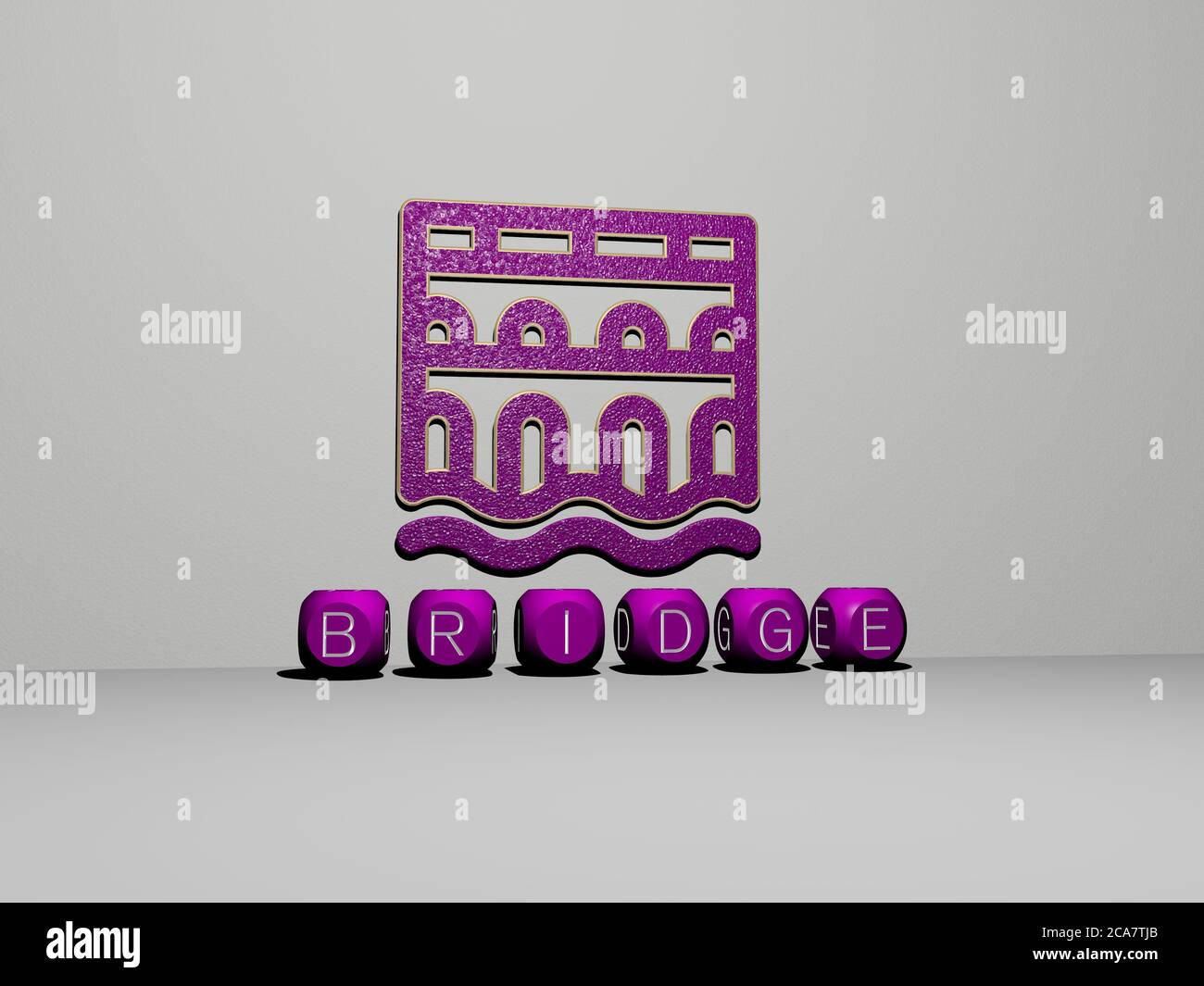 3D representation of bridge with icon on the wall and text arranged by ...
