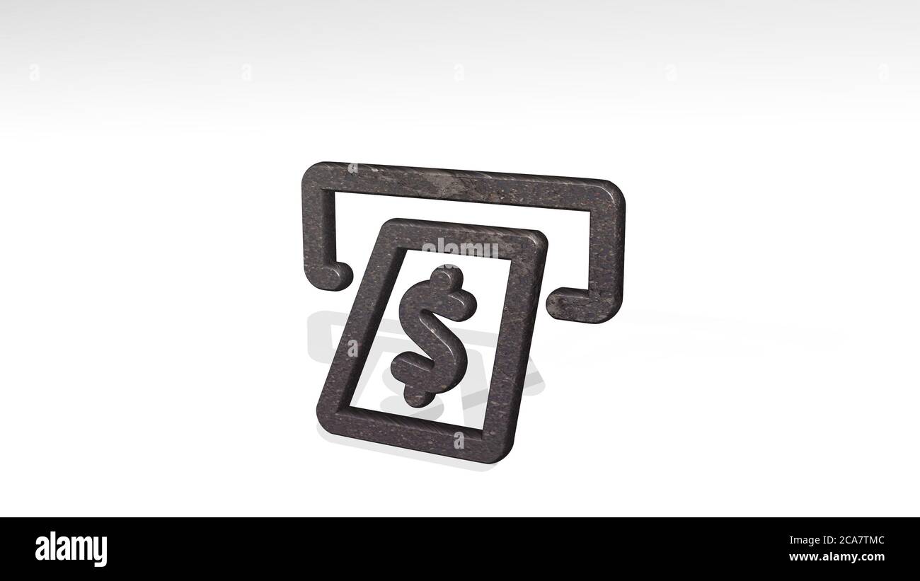 accounting withdraw casting shadow with two lights. 3D illustration of ...