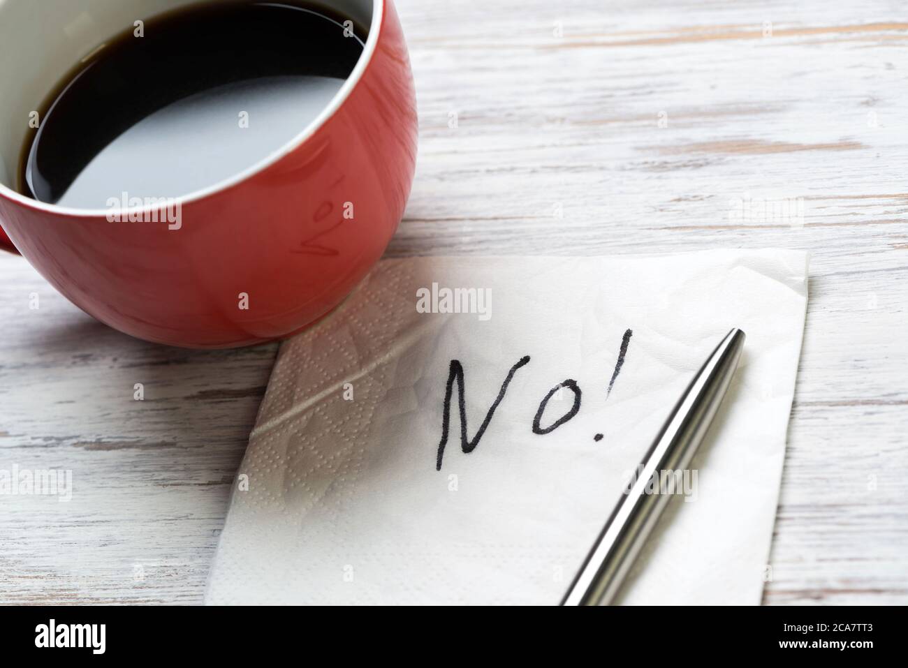 Word NO on napkin Stock Photo - Alamy