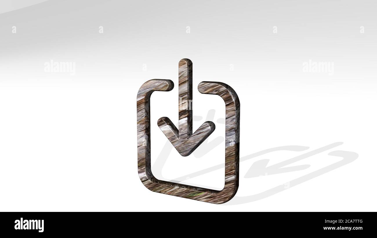 DOWNLOAD BUTTON made by 3D illustration of a shiny metallic sculpture ...