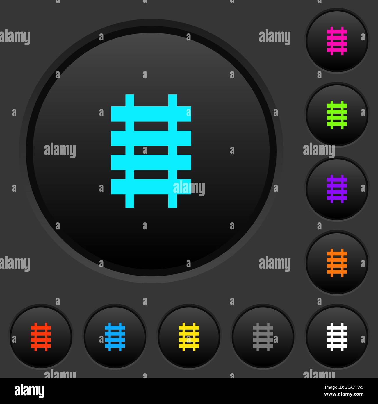 Railroad dark push buttons with vivid color icons on dark grey background Stock Vector Image ...