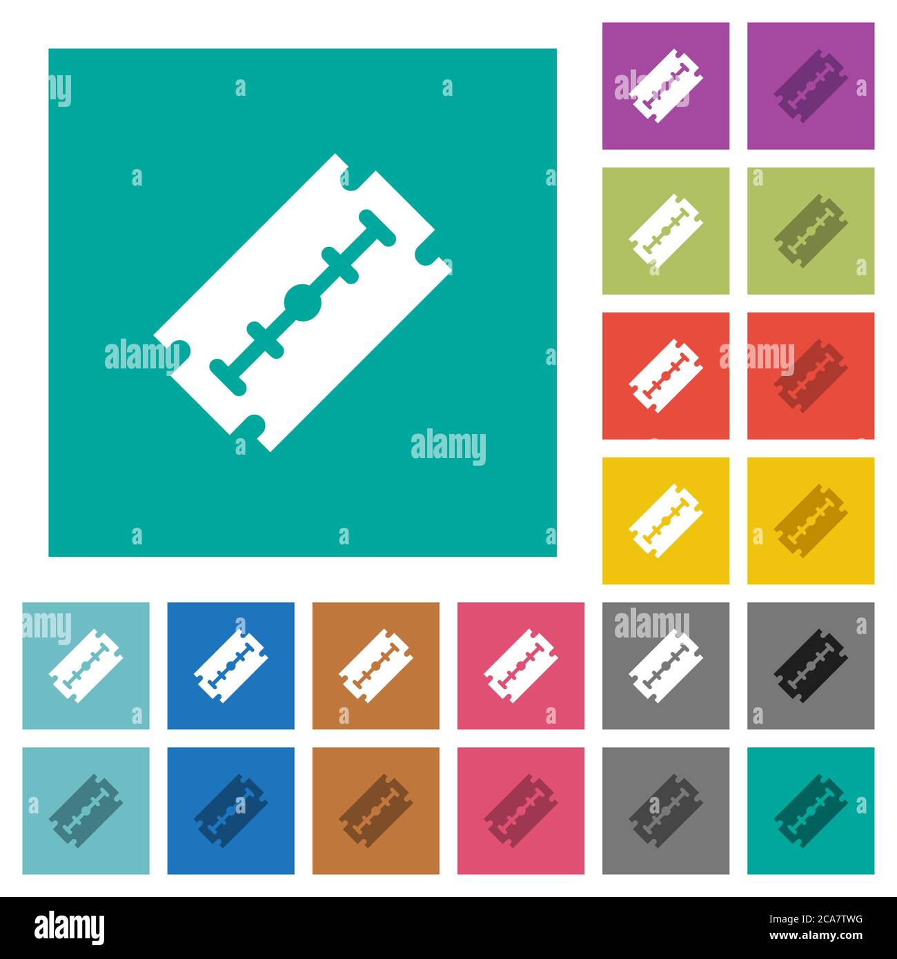 Razor blade multi colored flat icons on plain square backgrounds ...