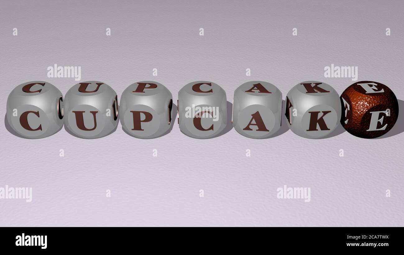 crosswords of CUPCAKE arranged by cubic letters on a mirror floor ...