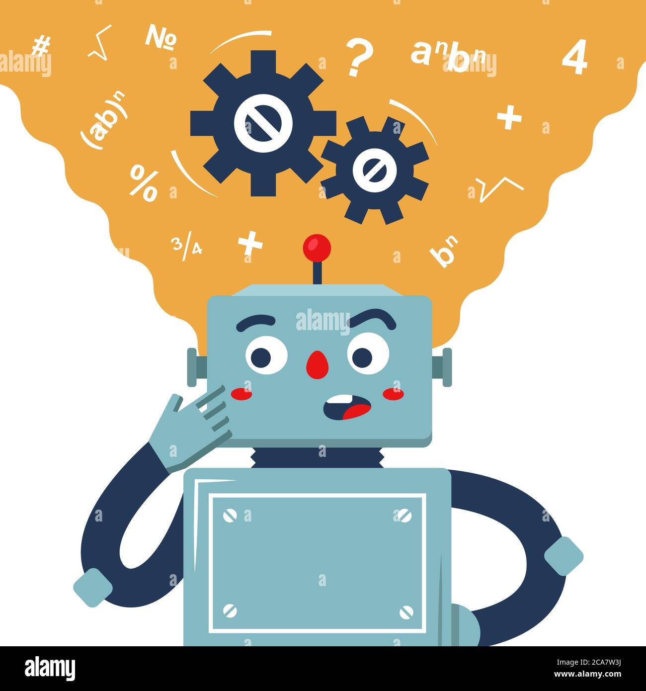 the robot ponders the solution to the problem. the thinking process of ...