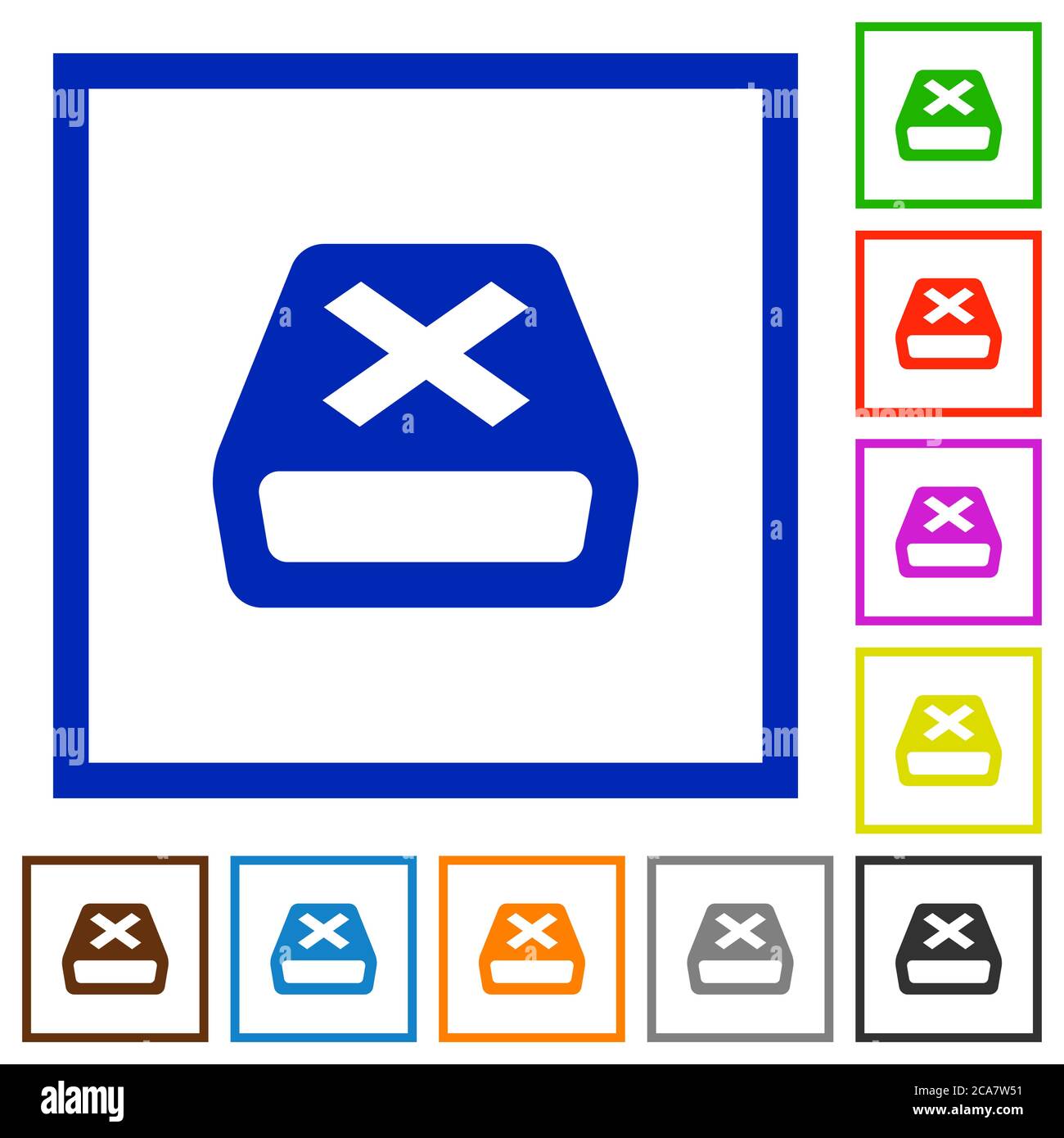 Uninstall flat color icons in square frames on white background Stock ...