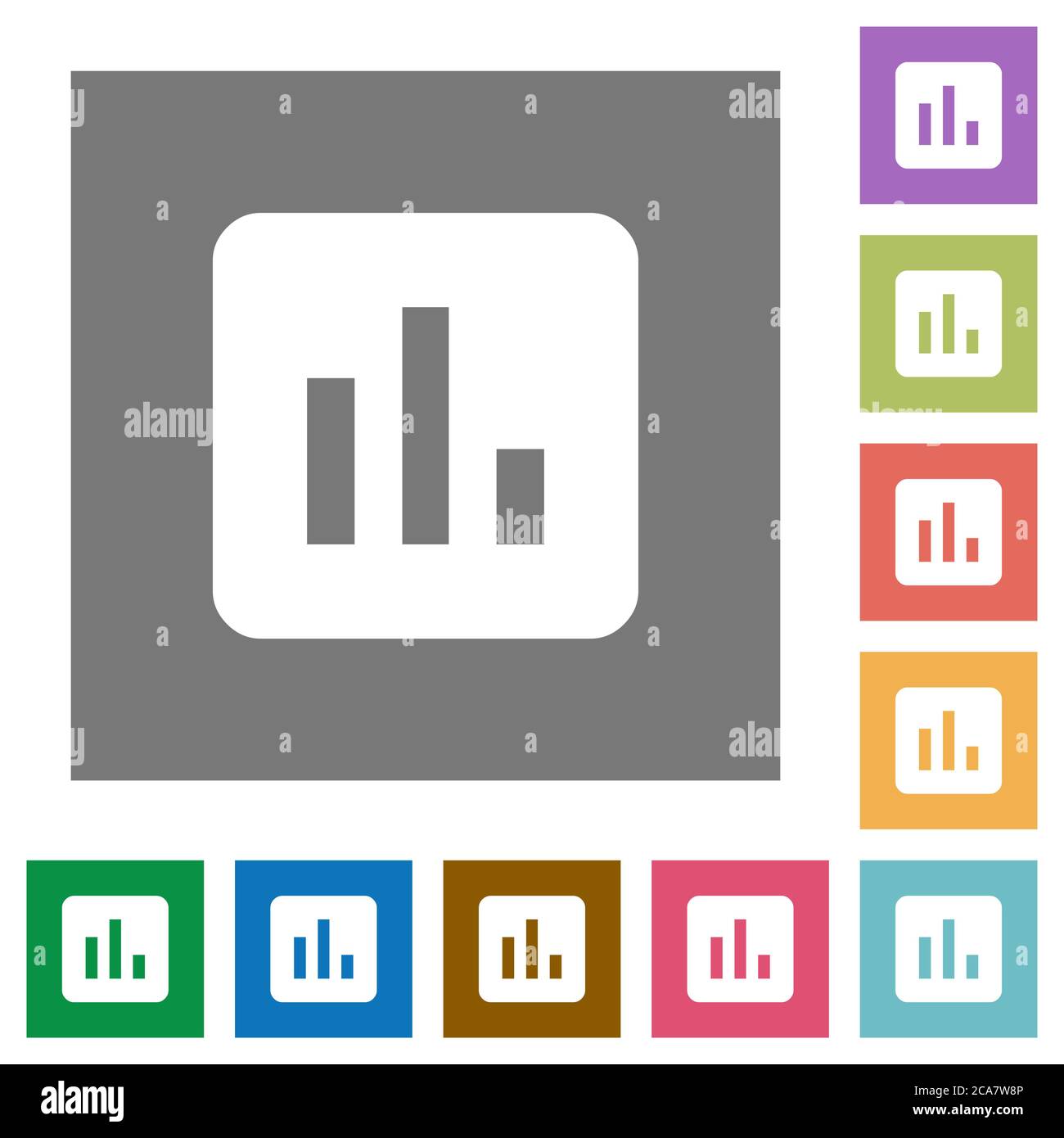 Chart flat icons on simple color square backgrounds Stock Vector Image ...