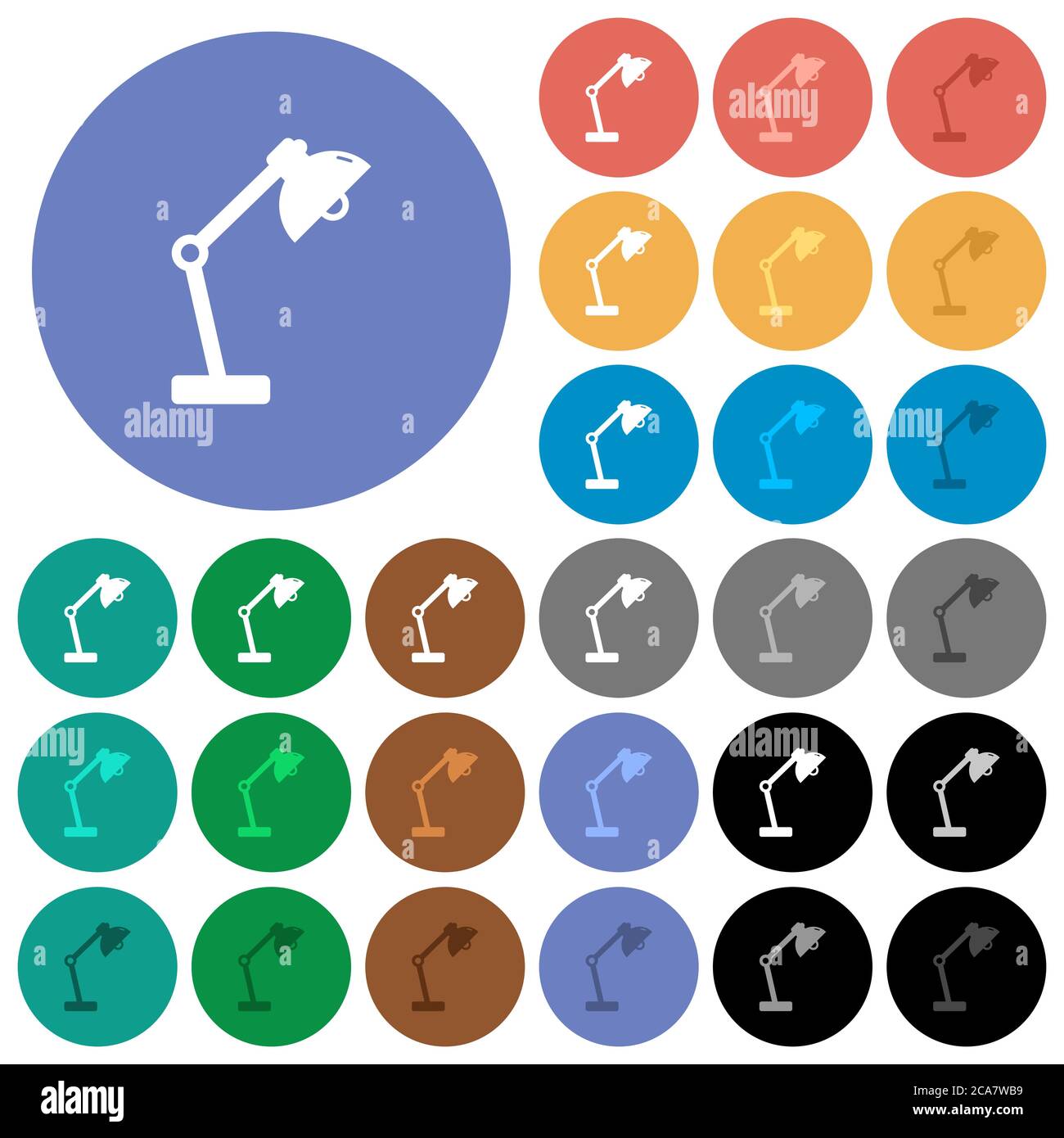 Desk lamp multi colored flat icons on round backgrounds. Included white ...
