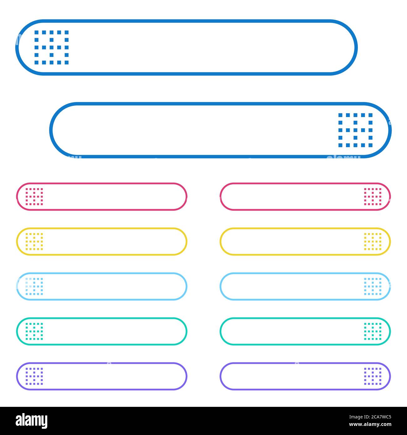 No borders icons in rounded color menu buttons. Left and right side ...