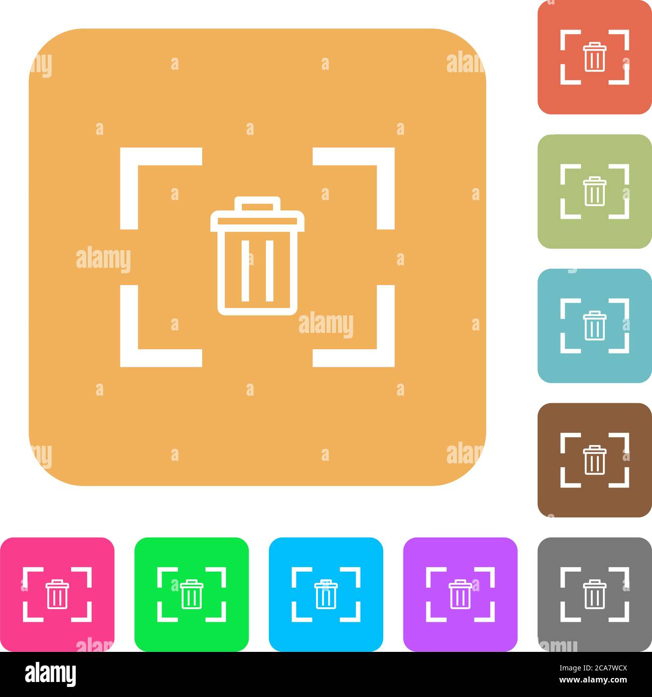 Delete image from camera flat icons on rounded square vivid color ...