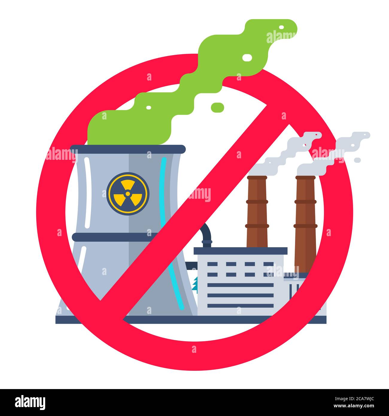 forbidden sign of nuclear plants. flat vector illustration Stock Vector ...