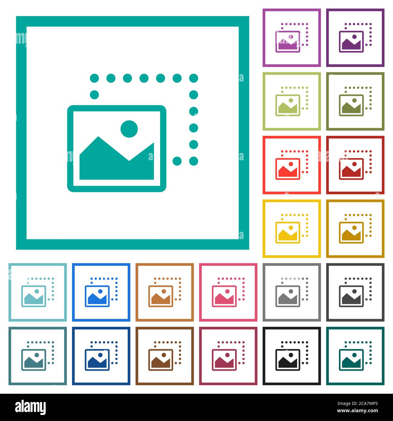 Drag image to bottom left flat color icons with quadrant frames on ...