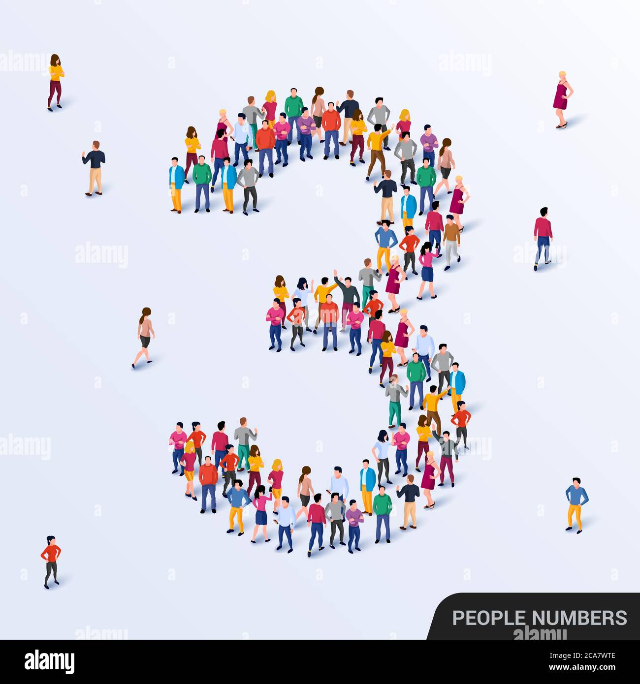 Large group of people in number 3 three form. Vector illustration Stock ...