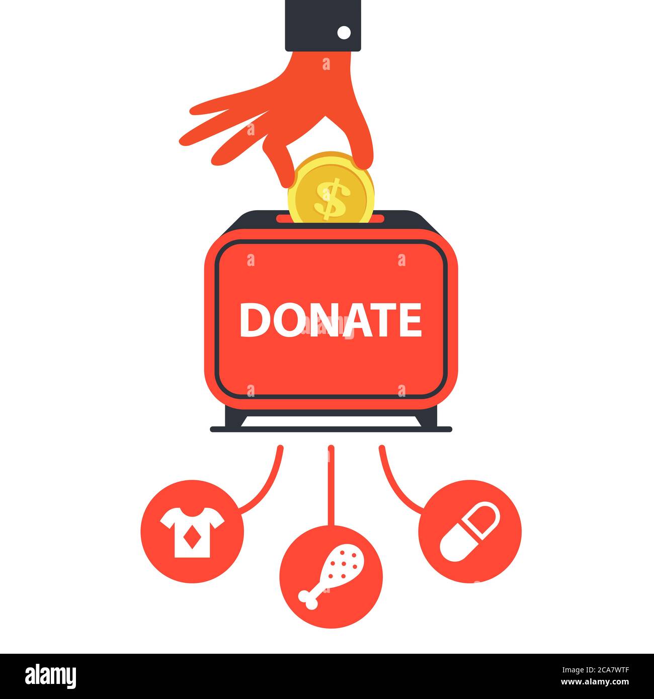 donate money to charitable funds to help people. flat vector ...