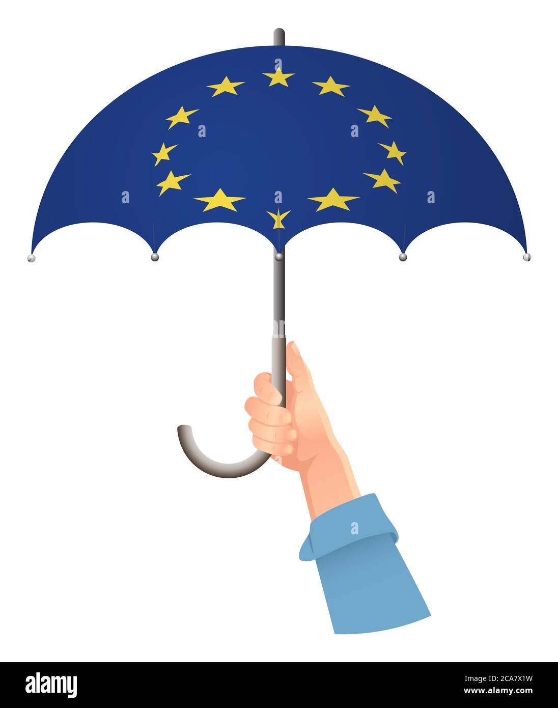 EU flag umbrella. Social security concept. Europe flag illustration ...