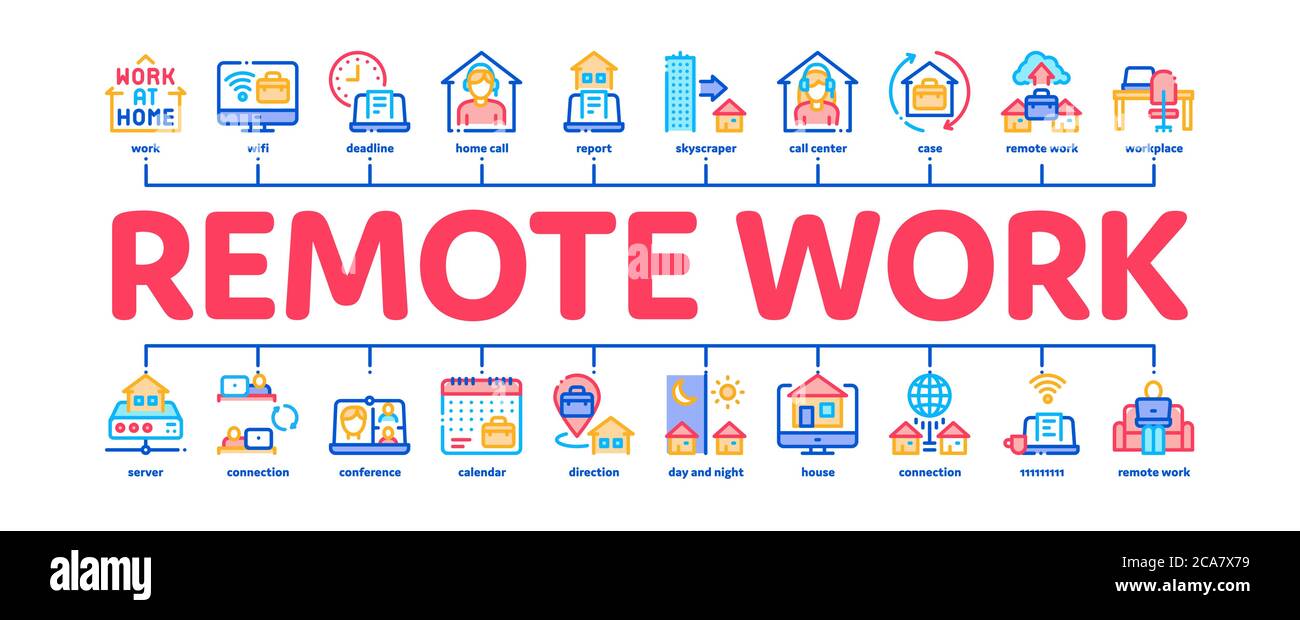 Remote Work Freelance Minimal Infographic Banner Vector Stock Vector ...