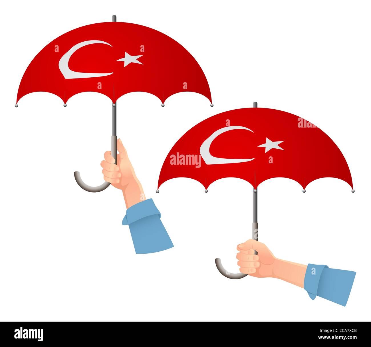 Turkey flag umbrella. Social security concept. National flag of Turkey ...