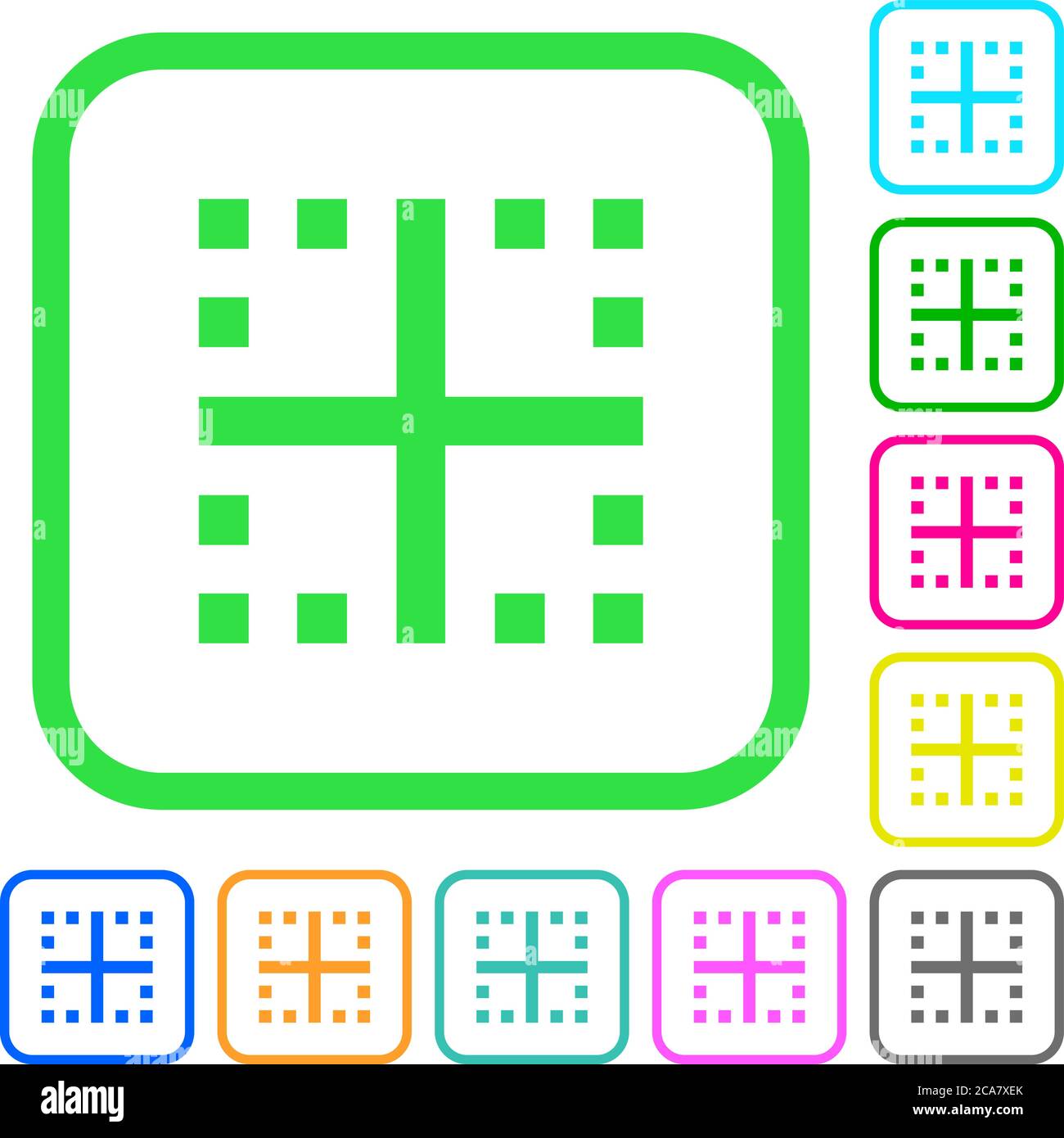 Inner borders vivid colored flat icons in curved borders on white ...