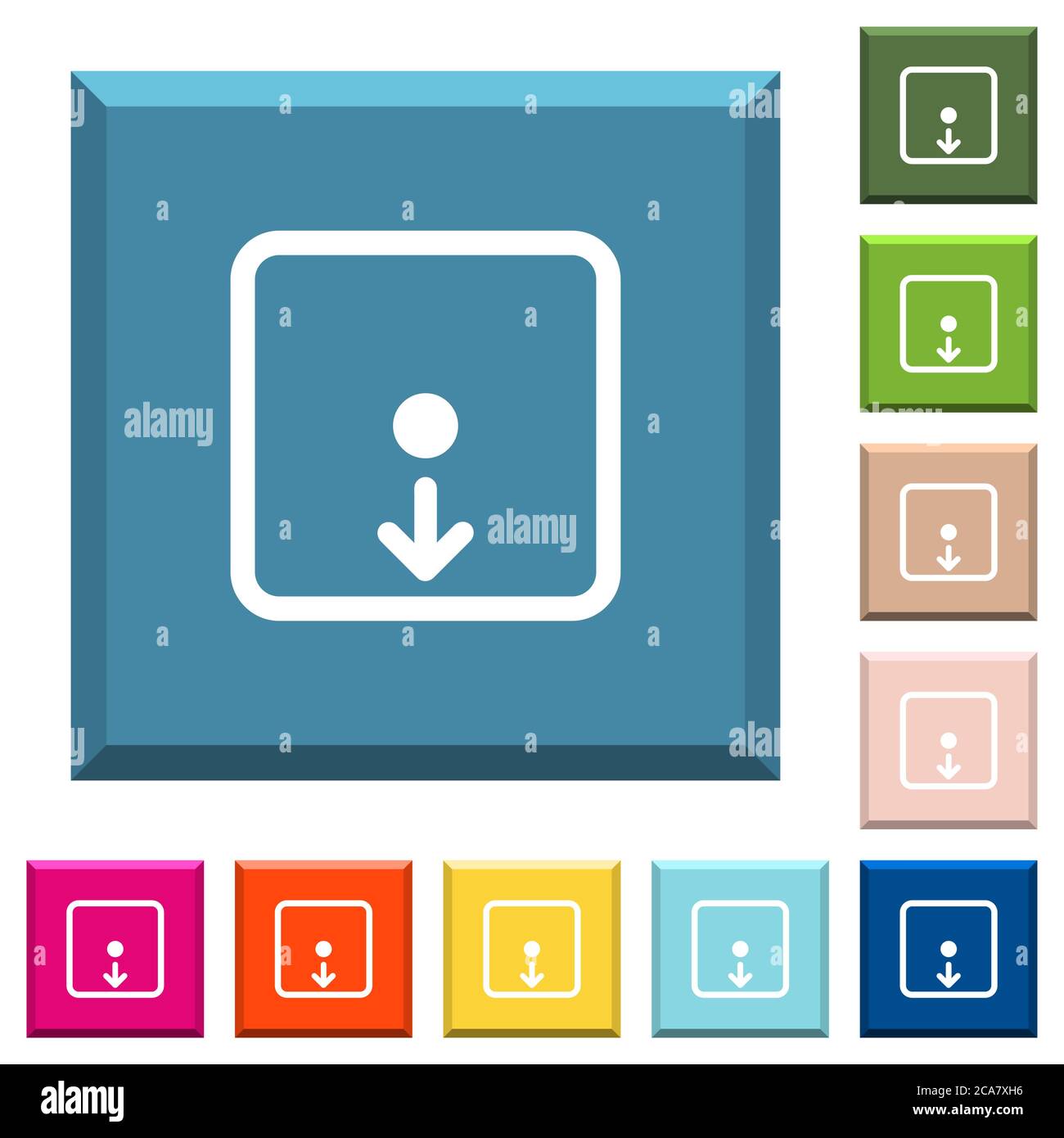 Move object down white icons on edged square buttons in various trendy ...